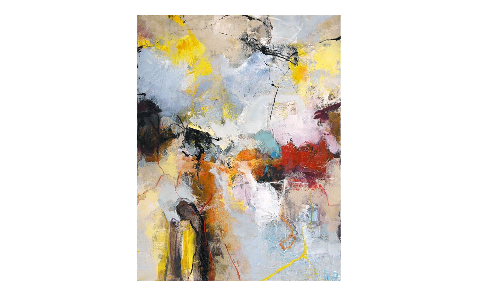 Free form mixed media maleri | Mobler.dk